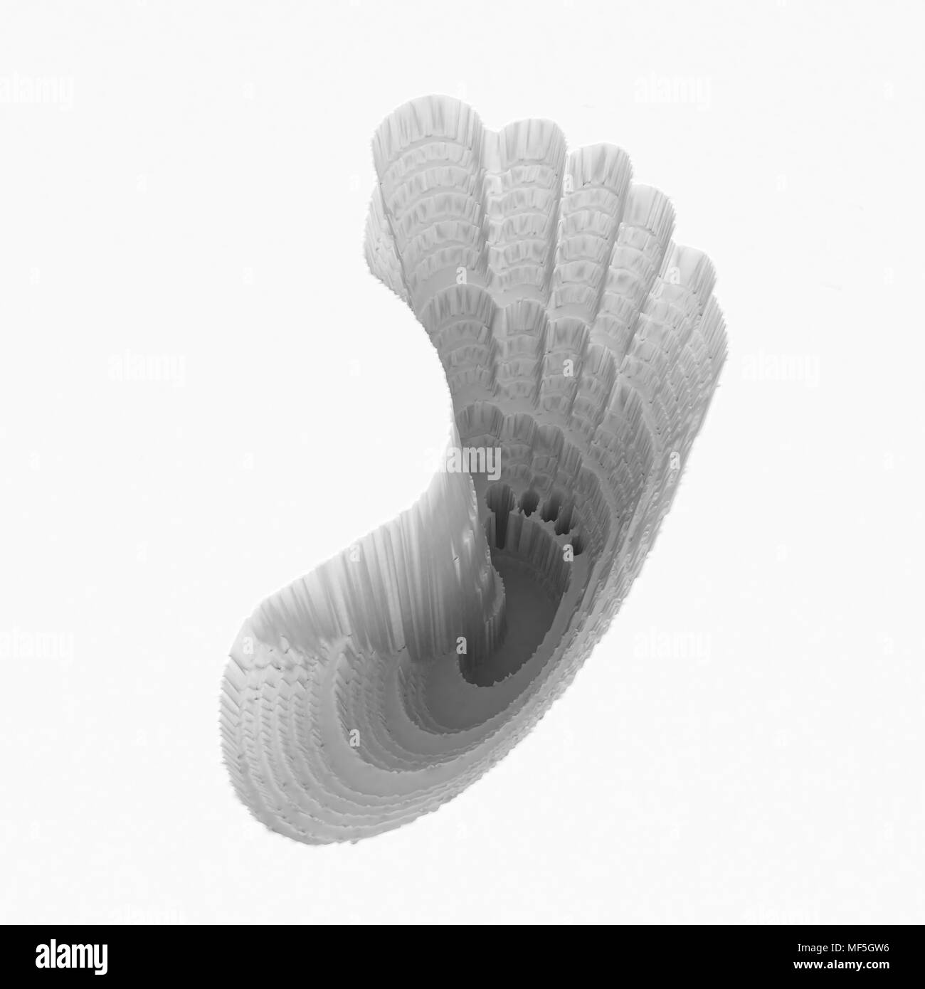 Extremely deep 3d footprint, over white, isolated Stock Photo - Alamy