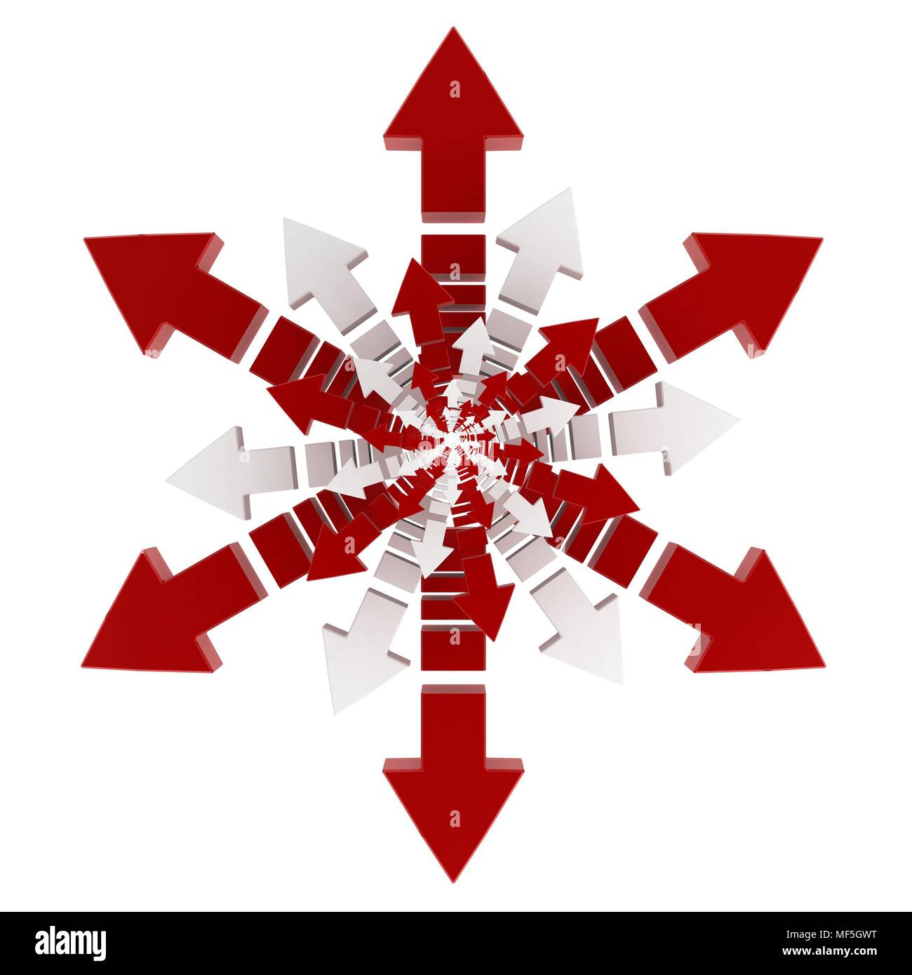 Multiple 3d direction arrows, over white, isolated Stock Photo - Alamy