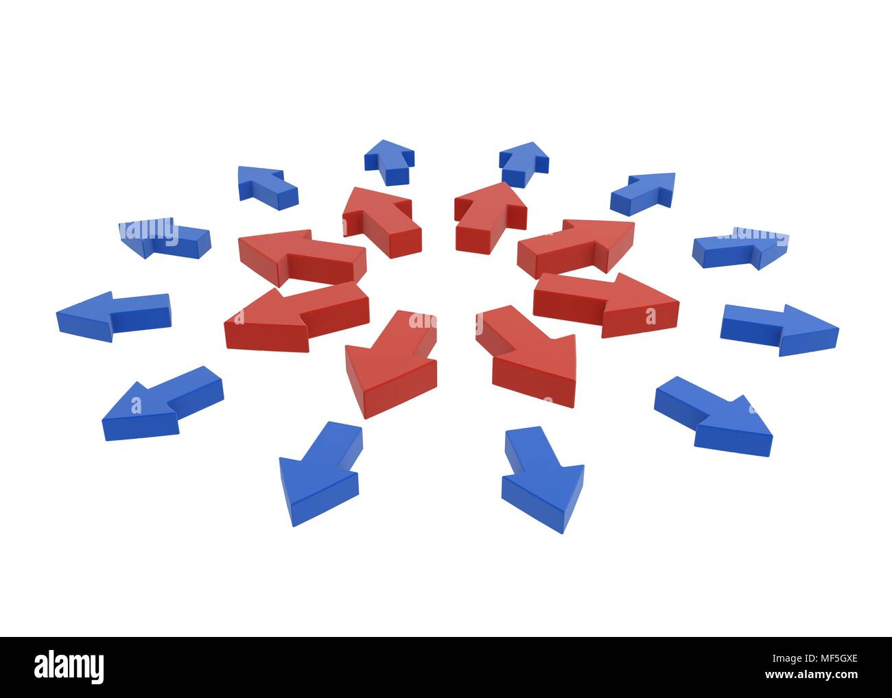 Spreading 3d arrow circles, over white, isolated Stock Photo - Alamy