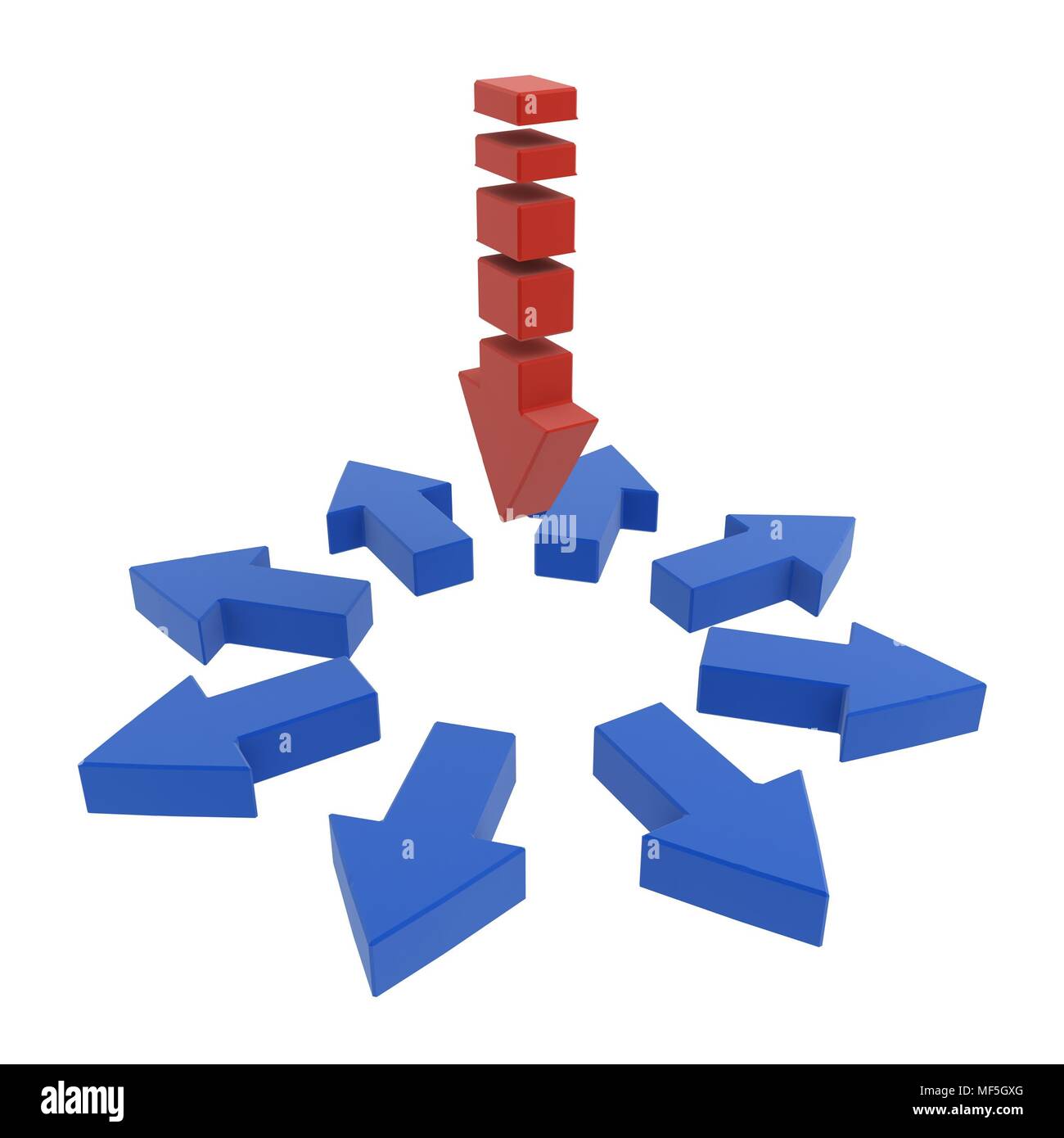 Spreading 3d arrow circle, over white, isolated Stock Photo - Alamy