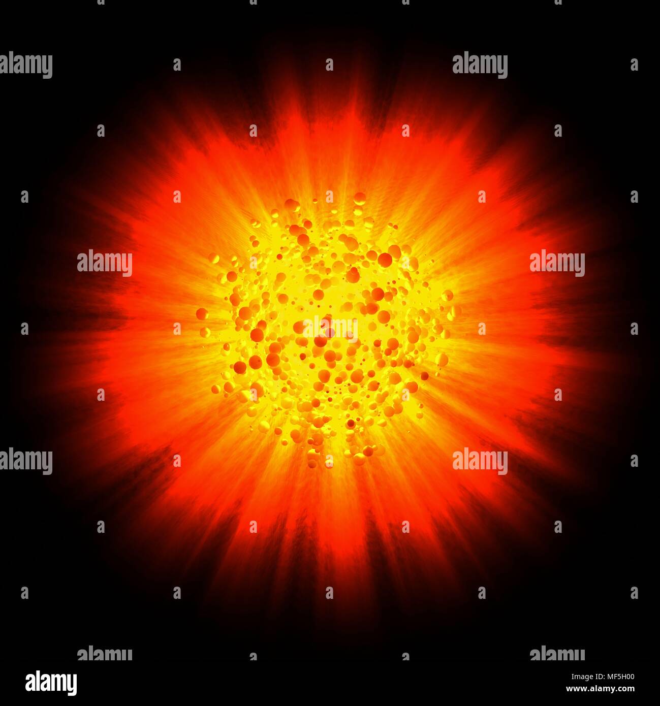 Round 3d explosion, dark background Stock Photo - Alamy