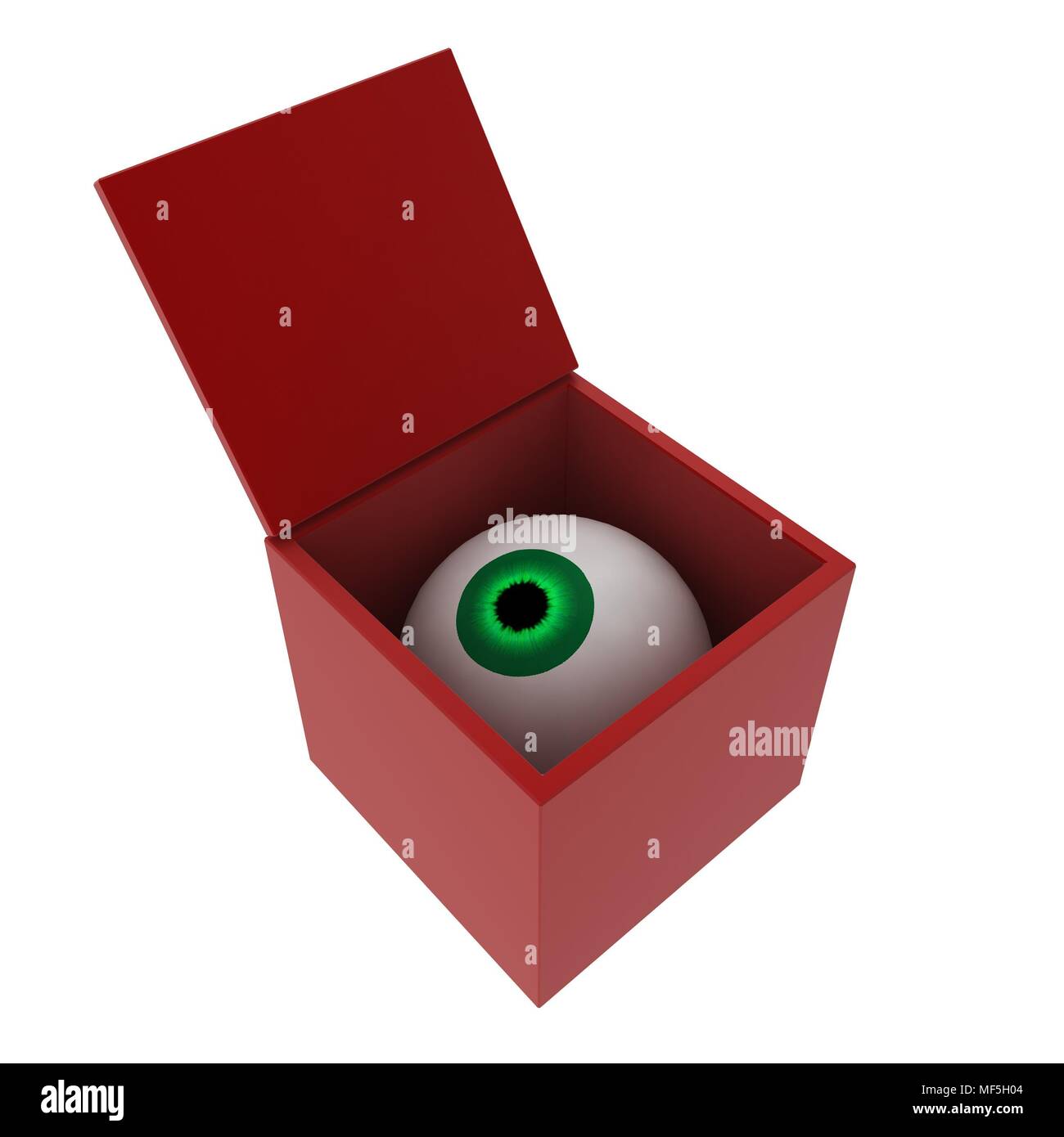 A 3d eyeball in an opening red box Stock Photo - Alamy