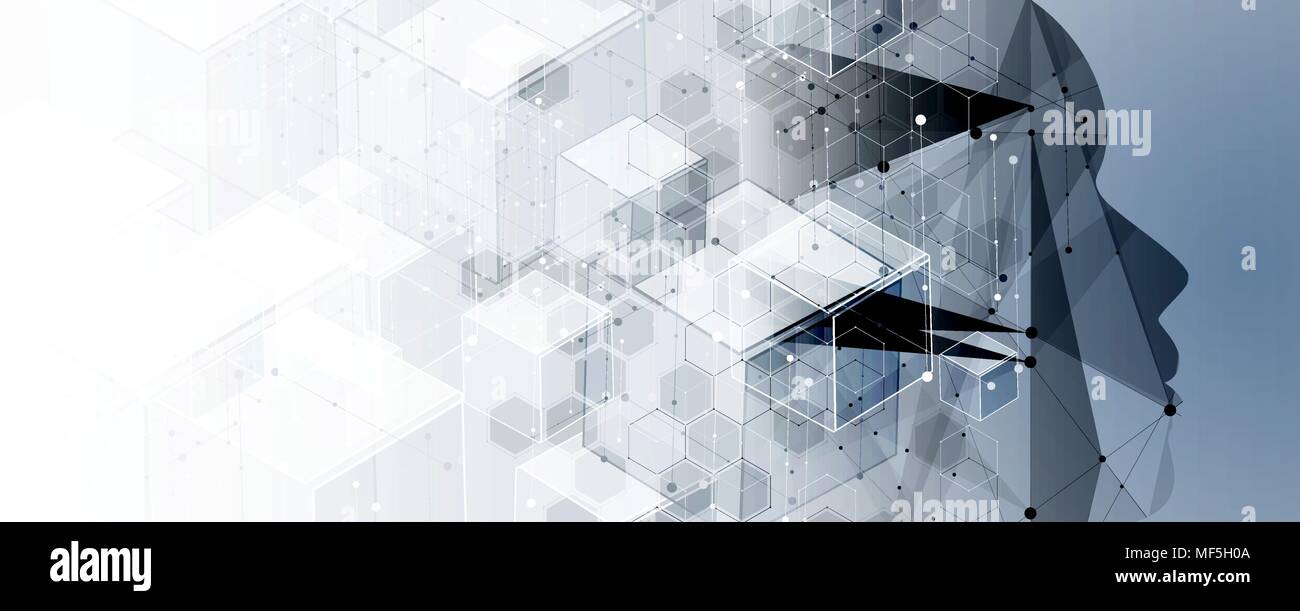 Abstract Artificial intelligence. Technology web background. Virtual ...