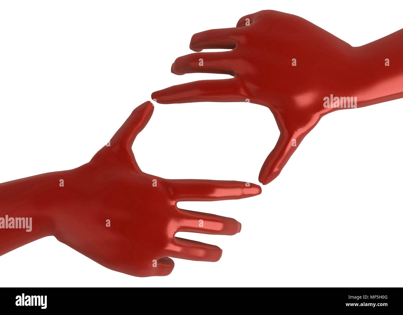 Red 3d hands forming a frame, isolated Stock Photo - Alamy