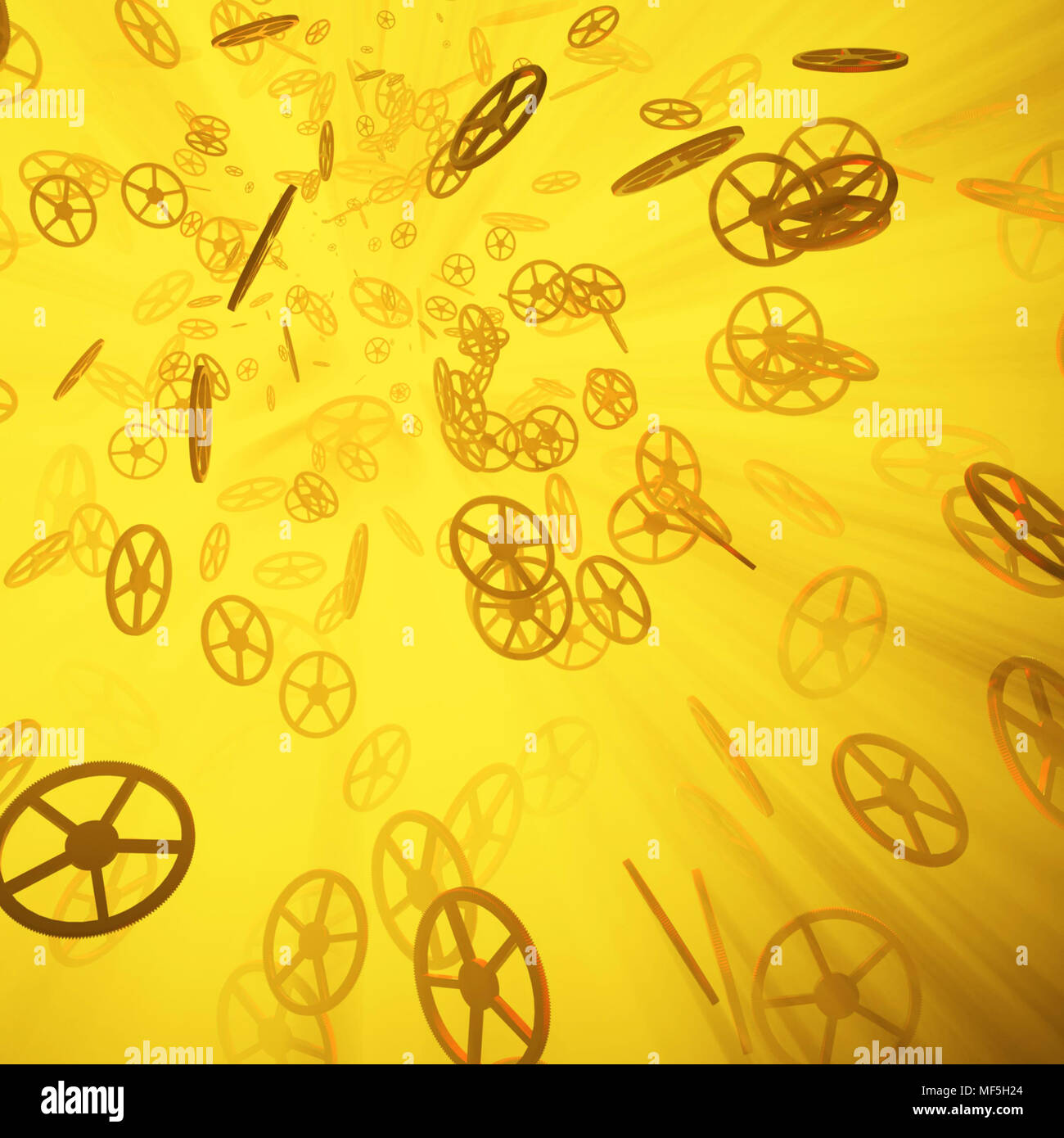 Illuminated 3d gear abstract, yellow Stock Photo - Alamy