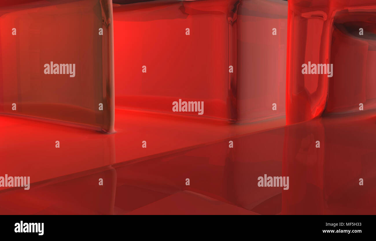 Red 3d glass room interior Stock Photo - Alamy