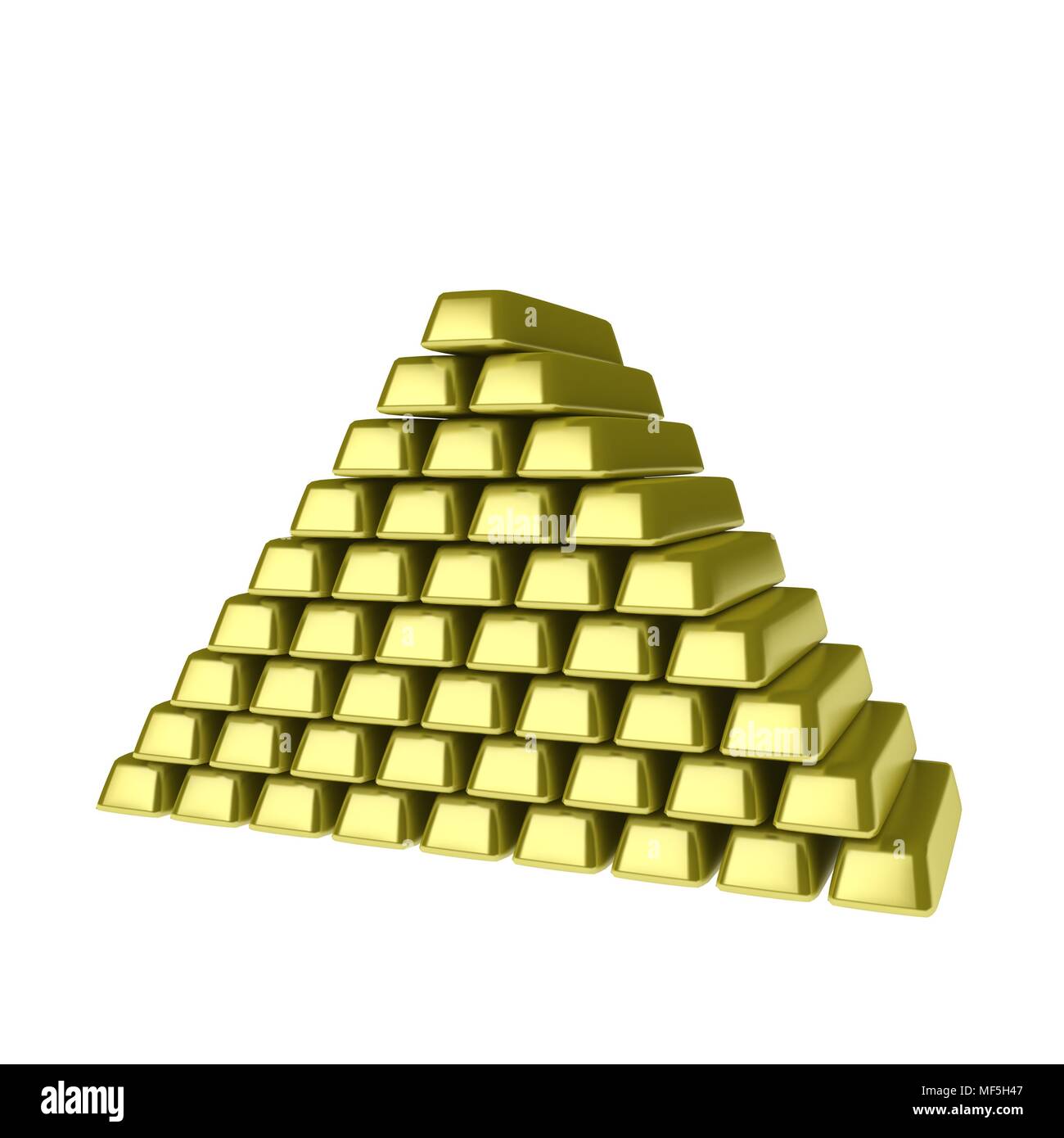 A gold 3d ingot pyramid, over white Stock Photo - Alamy
