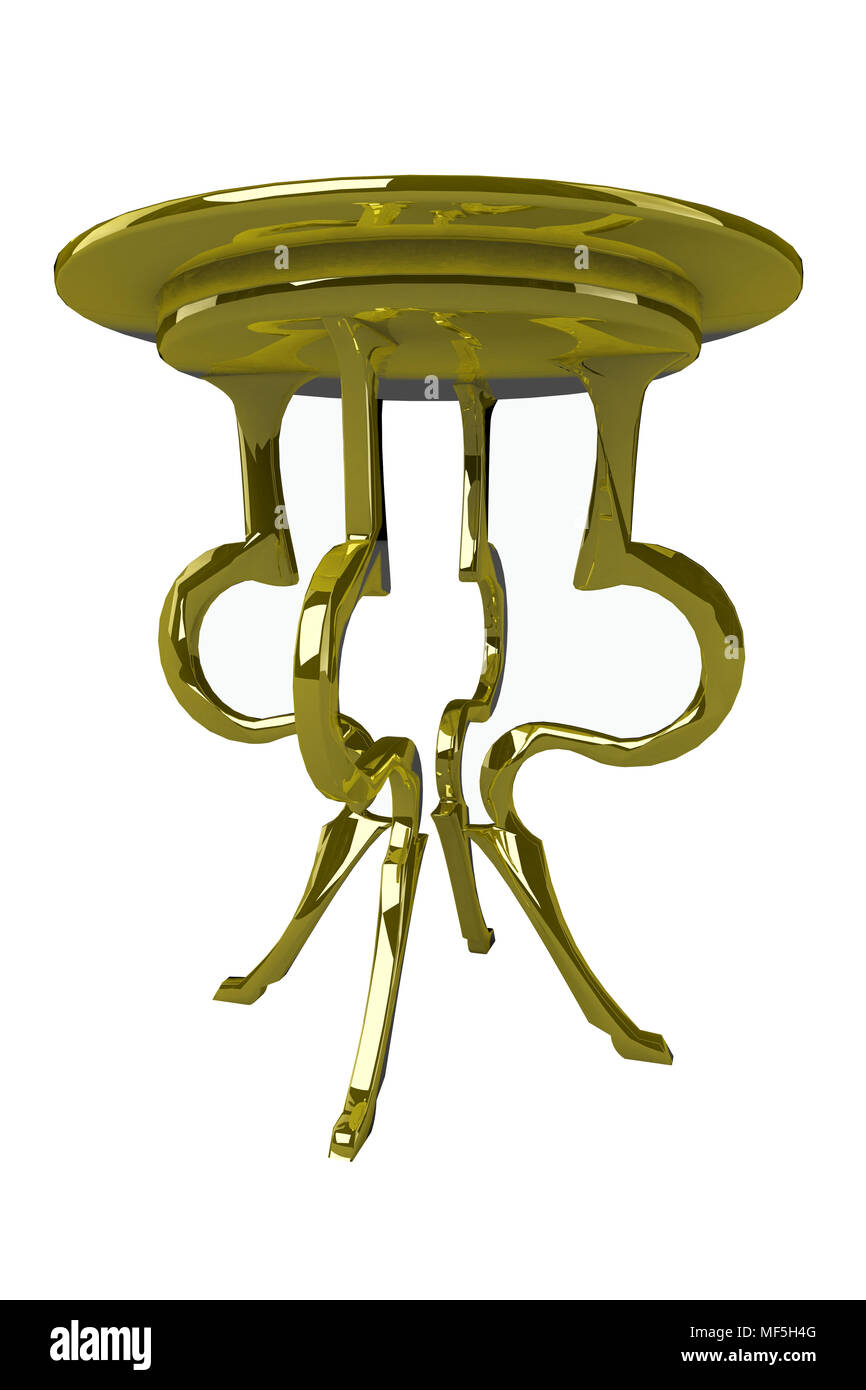 Small tall golden table, isolated Stock Photo - Alamy