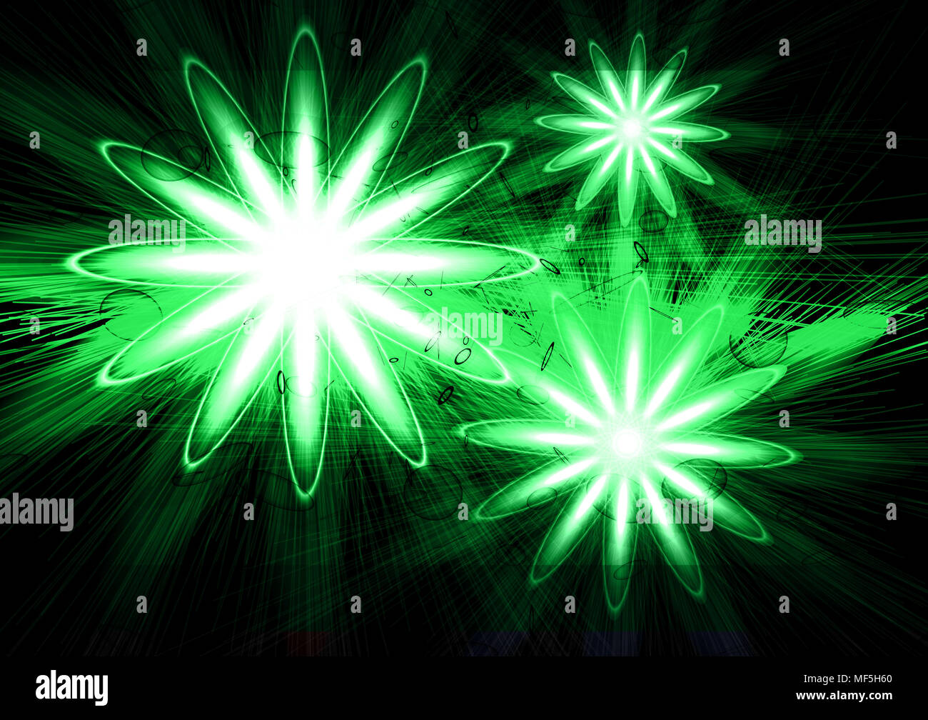 3 green lights on a black background Stock Photo - Alamy