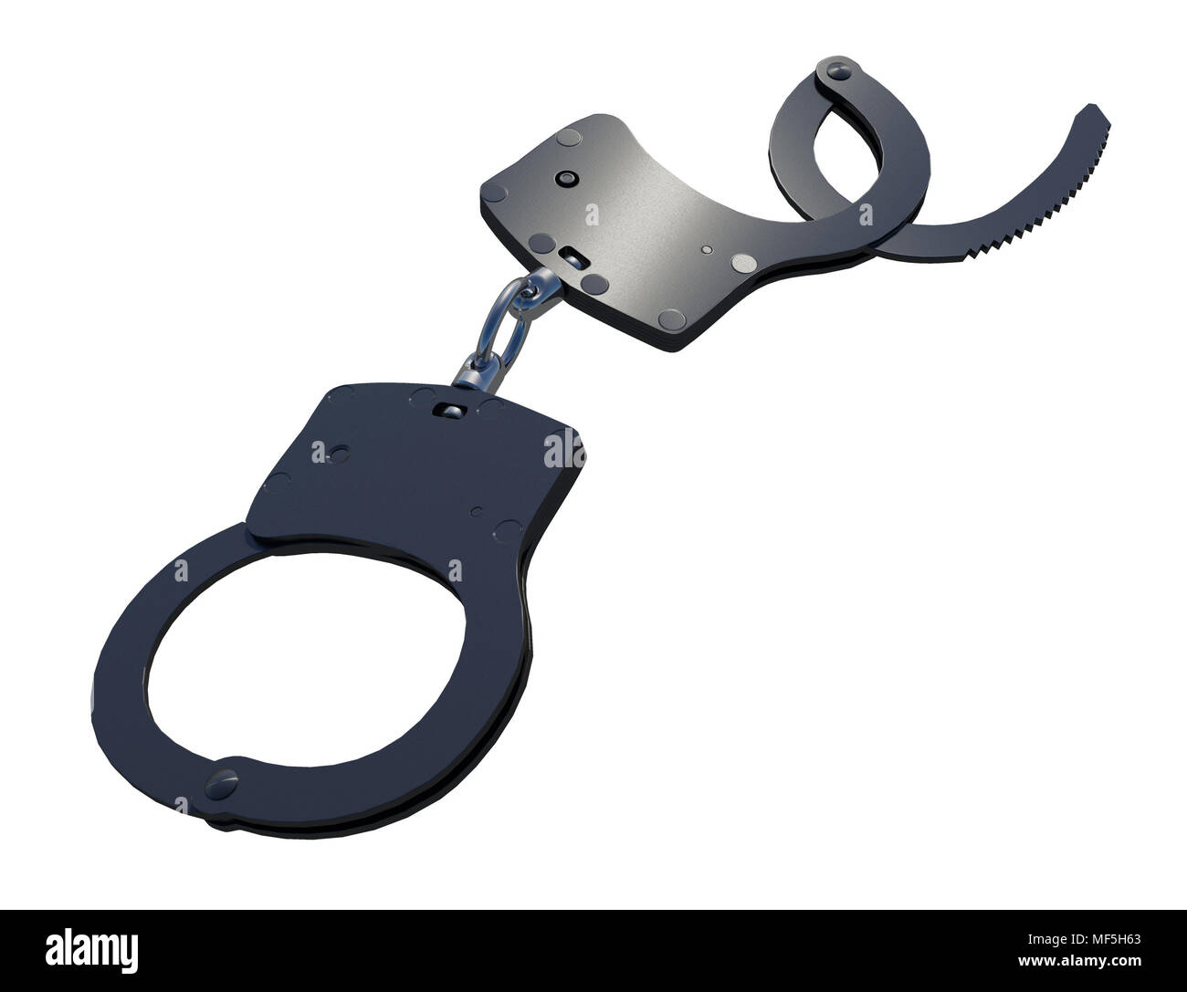 Handcuffs realistic rendering 3d, horizontal isolated over white ...
