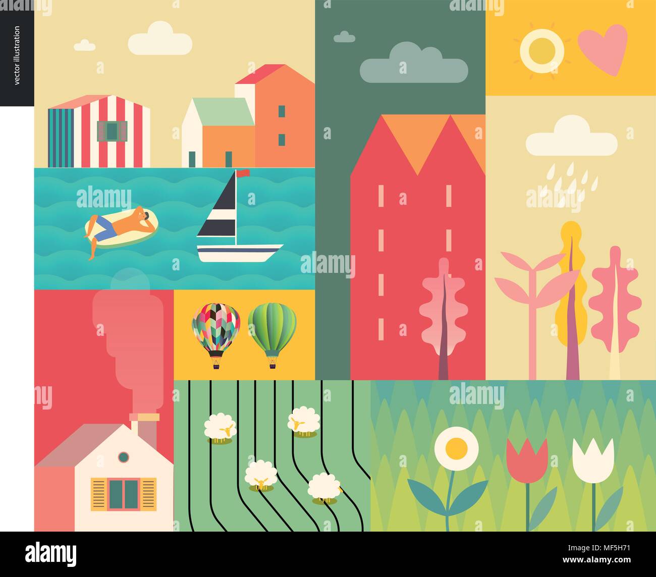 Village collage Stock Vector Images - Alamy