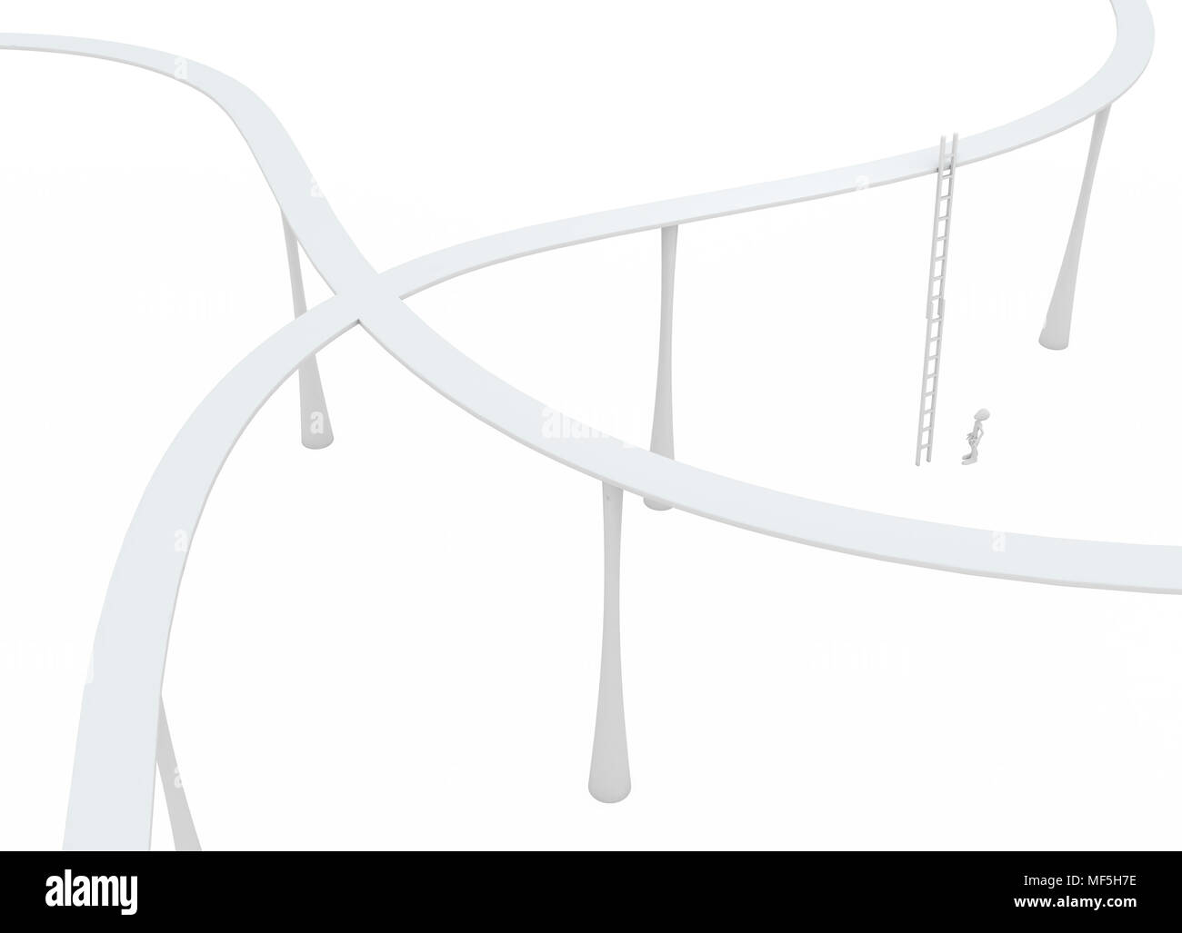 Raised 3d causeway crossing, white Stock Photo - Alamy