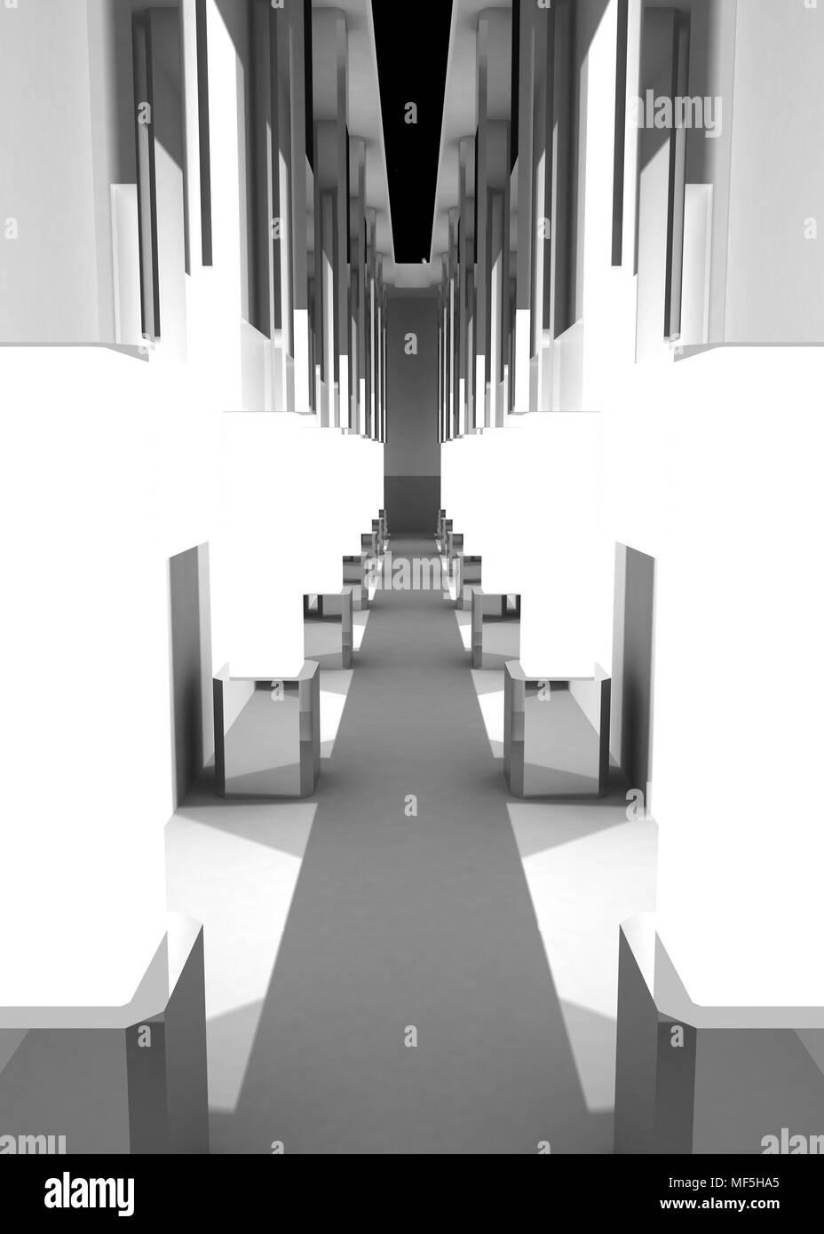 3d corridor with metal columns, perspective view Stock Photo - Alamy