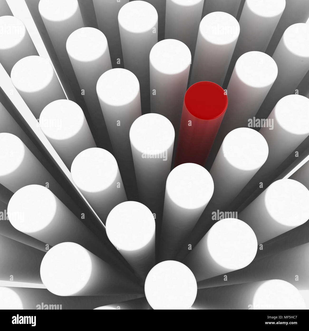 Red 3d cylinder among white ones Stock Photo - Alamy