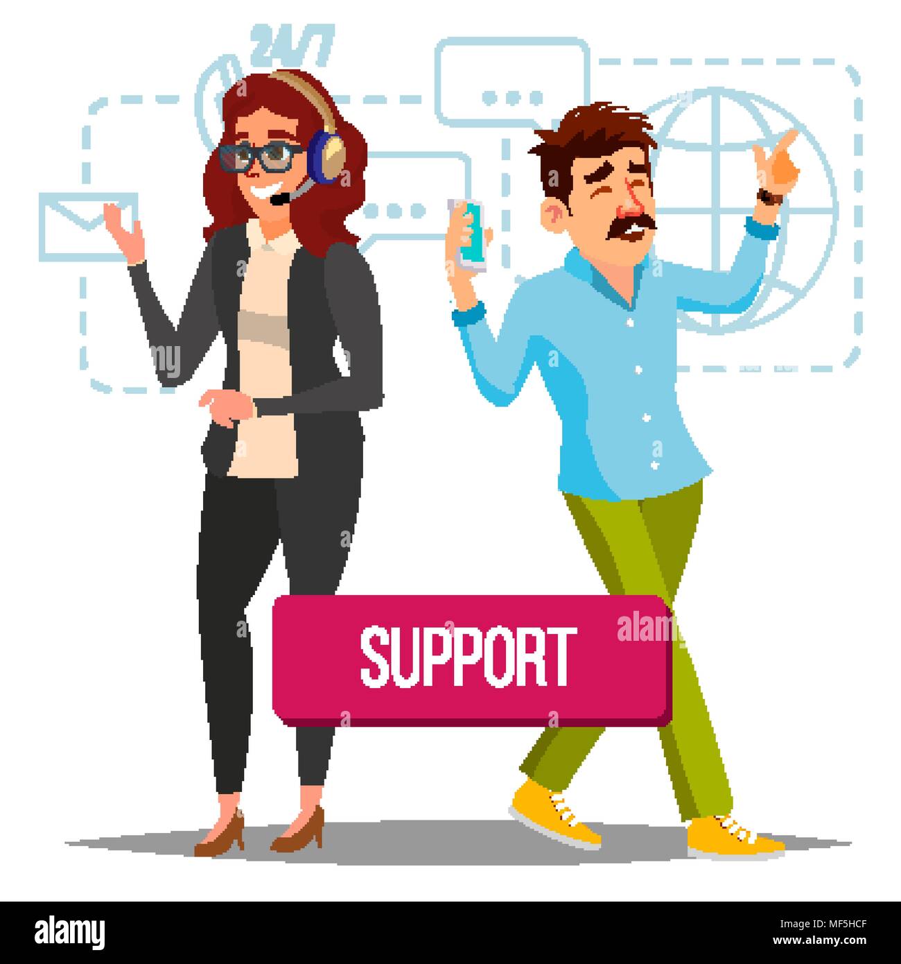 Technical Support Vector. Operator At work. Online Tech Support. Flat ...
