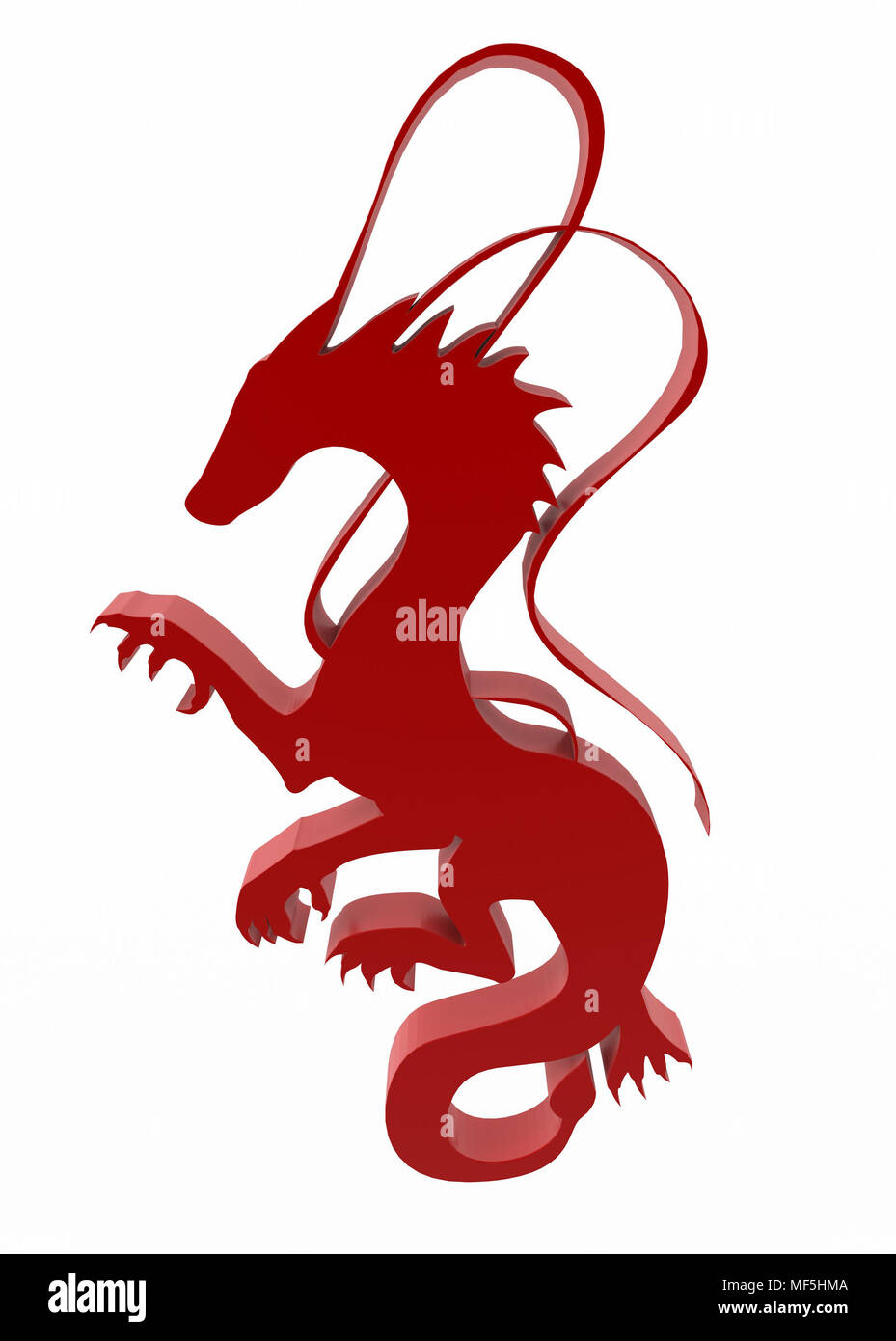 Red 3d dragon sign, over white, isolated Stock Photo - Alamy