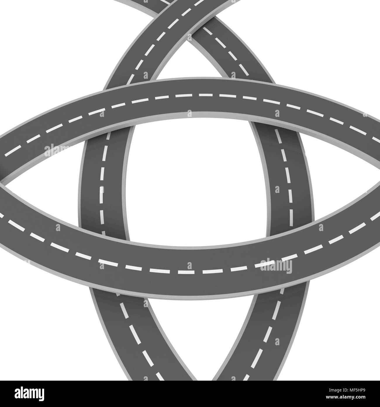 Intersecting 3d cartoon roads, over white, isolated Stock Photo - Alamy