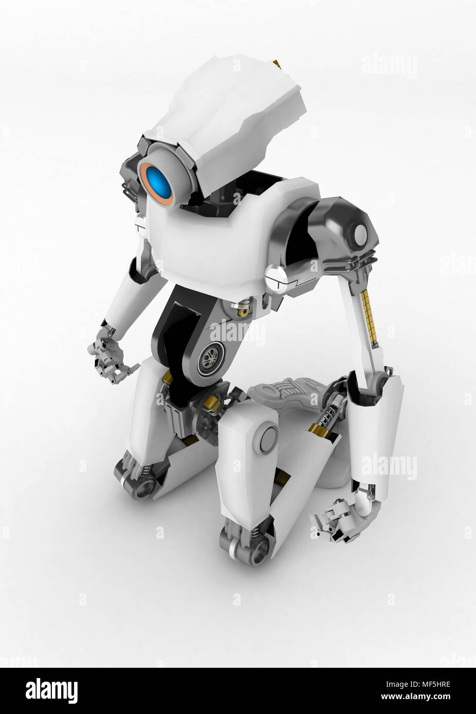 3d robotic figure, over white, isolated Stock Photo - Alamy