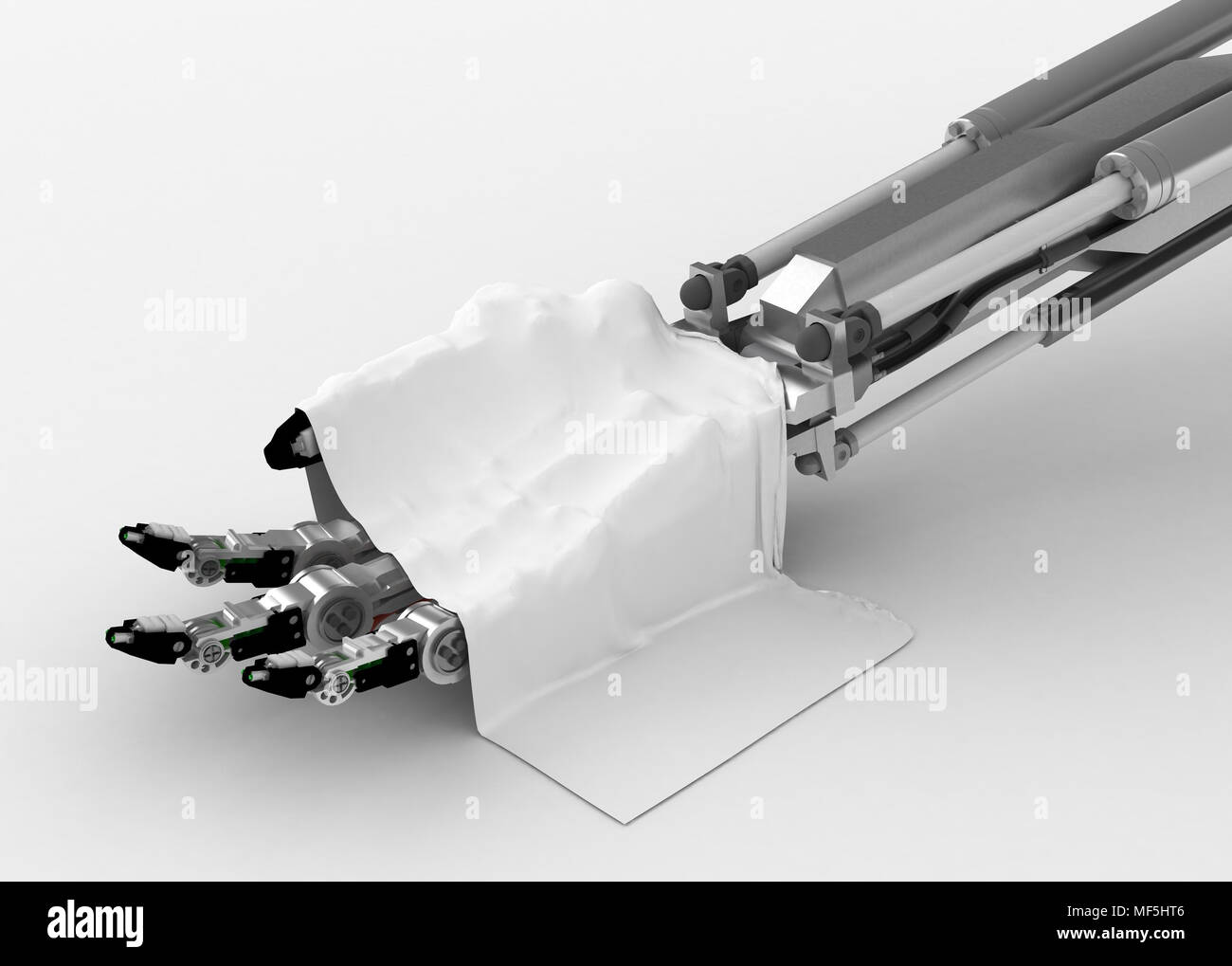 3d robotic hand, over white, isolated Stock Photo - Alamy