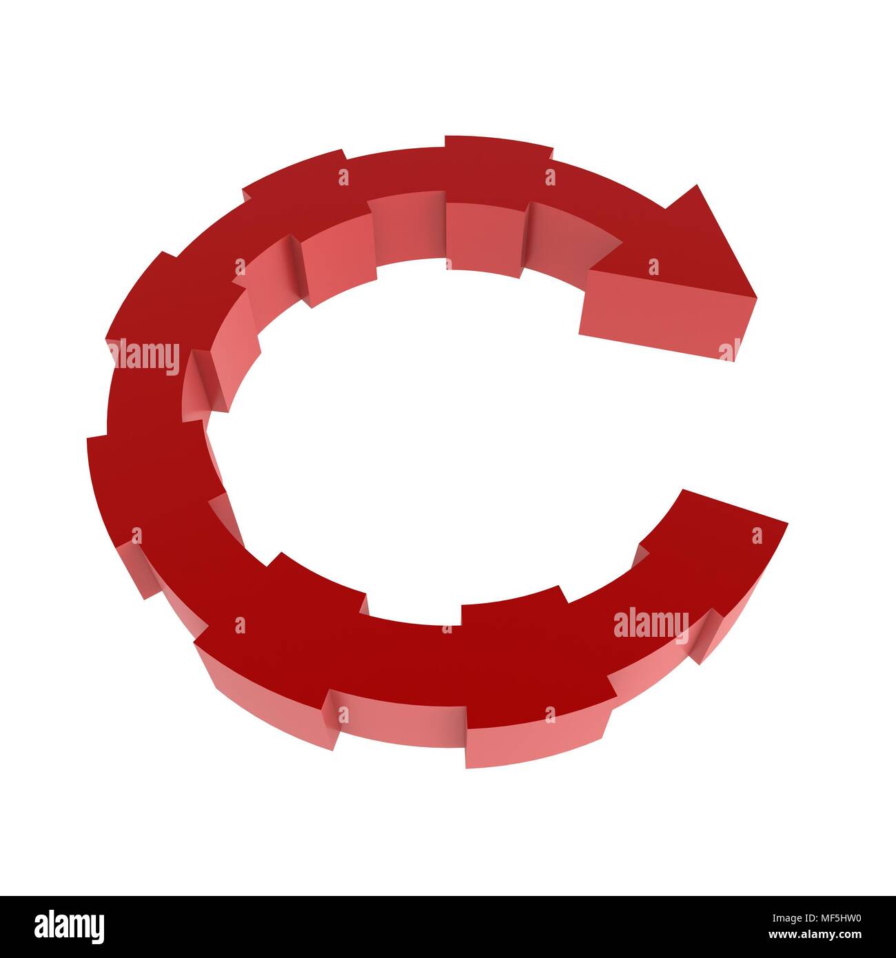 Rotating 3d arrow, over white, isolated Stock Photo - Alamy