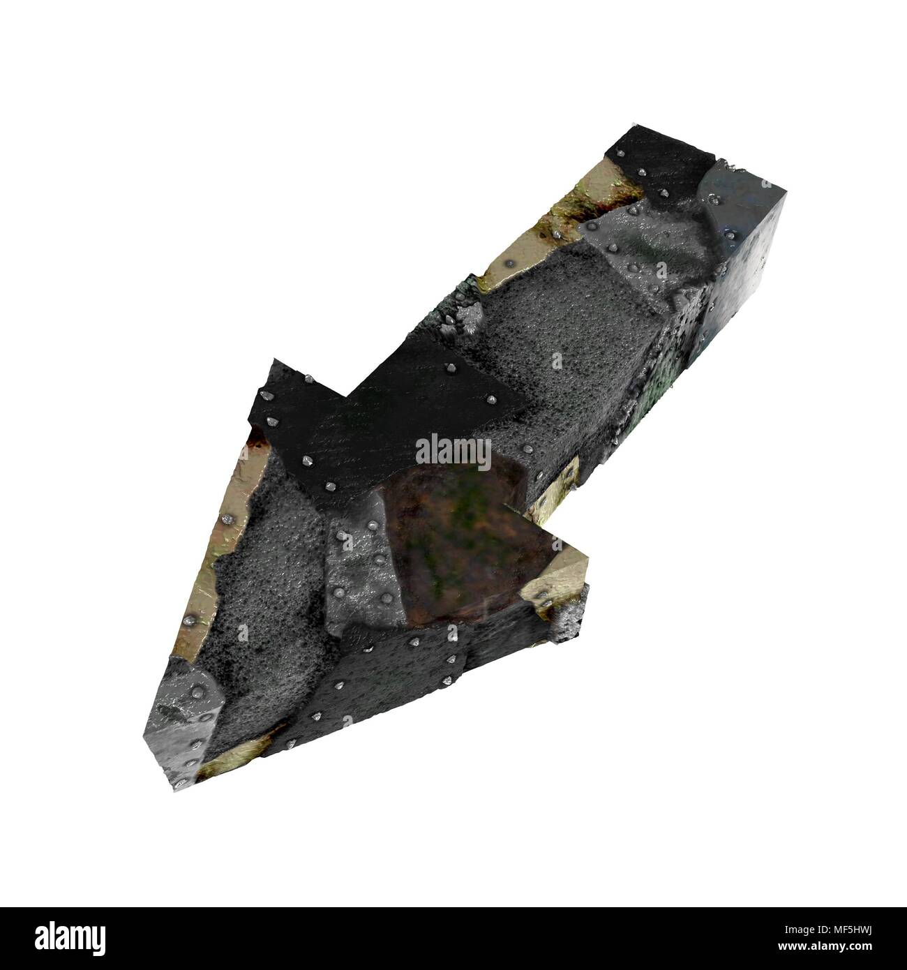 3d scrap metal arrow, over white, isolated Stock Photo - Alamy