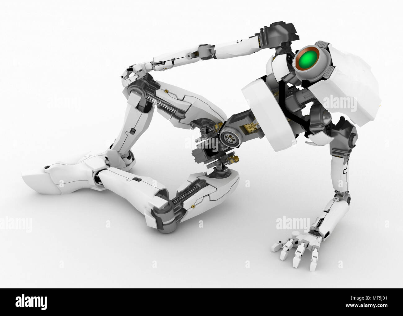 Slim 3d robotic figure, over white, isolated Stock Photo - Alamy