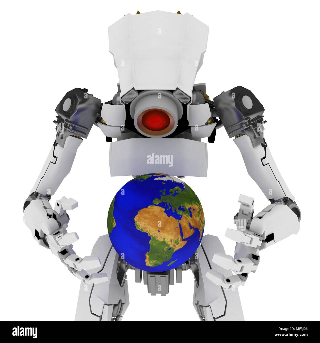 Slim 3d robotic figure, over white, isolated Stock Photo - Alamy