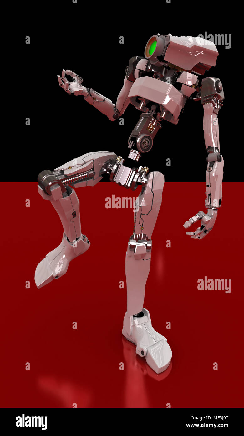 Slim 3d robotic figure, reflected Stock Photo - Alamy