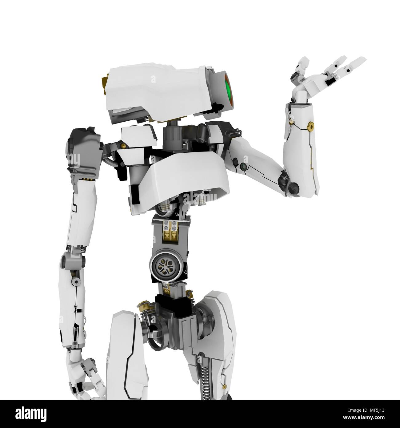 Slim 3d robotic figure, over white, isolated Stock Photo - Alamy