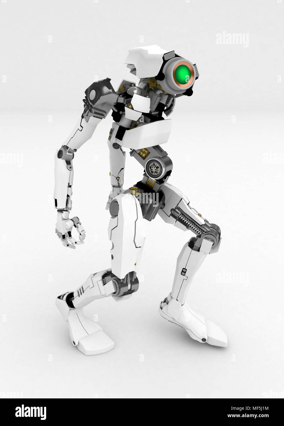 Slim 3d robotic figure, over white, isolated Stock Photo - Alamy