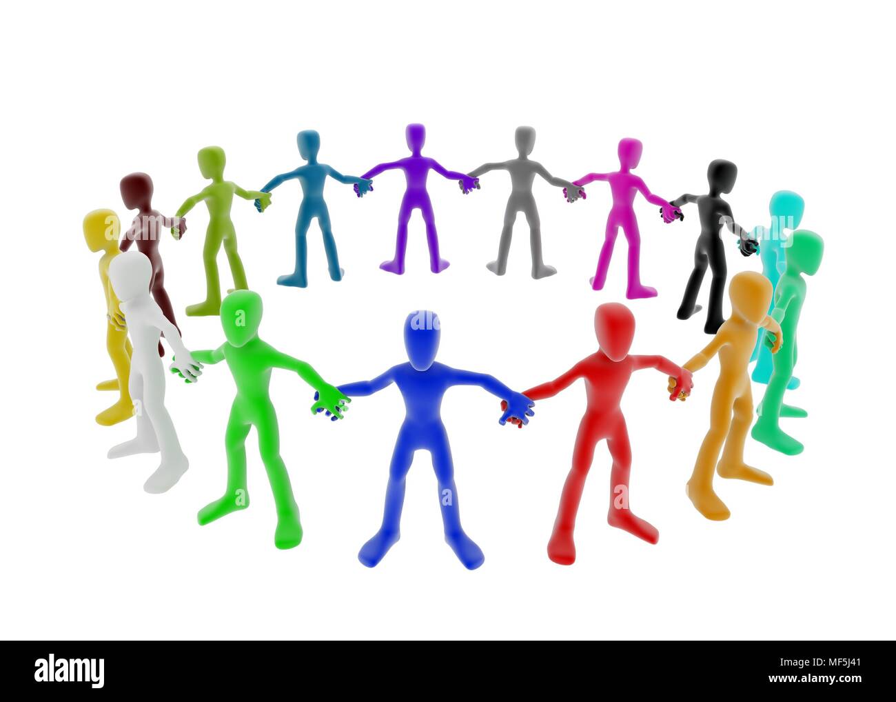 3d figures of different colors standing in a circle Stock Photo - Alamy