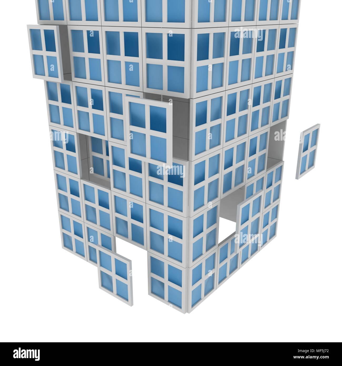 3d window shapes forming a tower, over white Stock Photo - Alamy