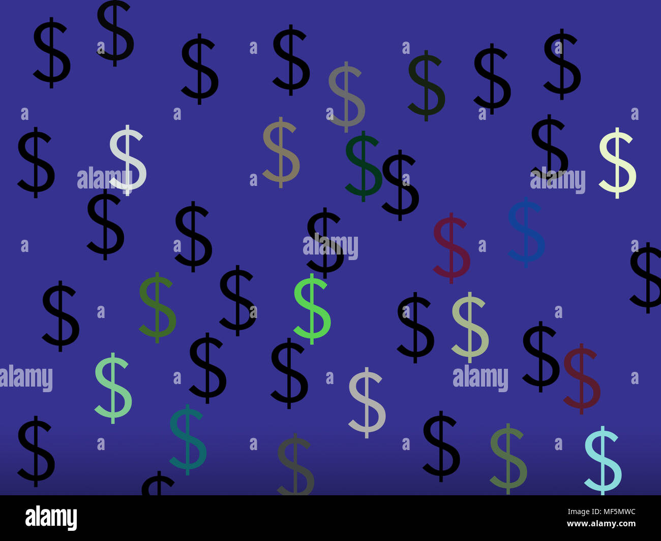 Sign of dollar $ or American currency drawn on a purple colored ...