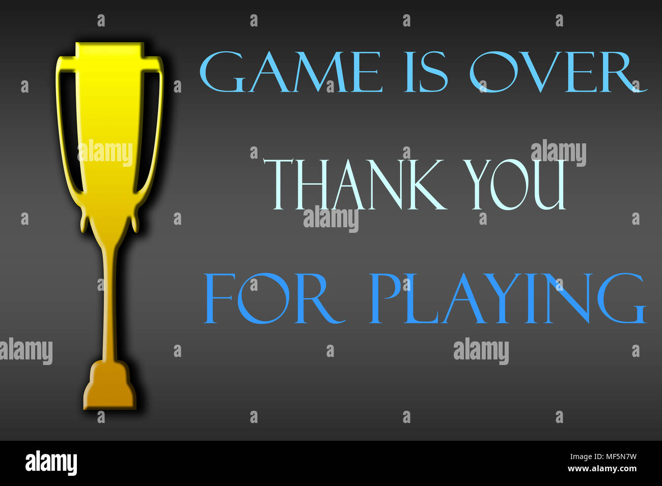 A trophy shape and game over thank for playing written on a gradient ...