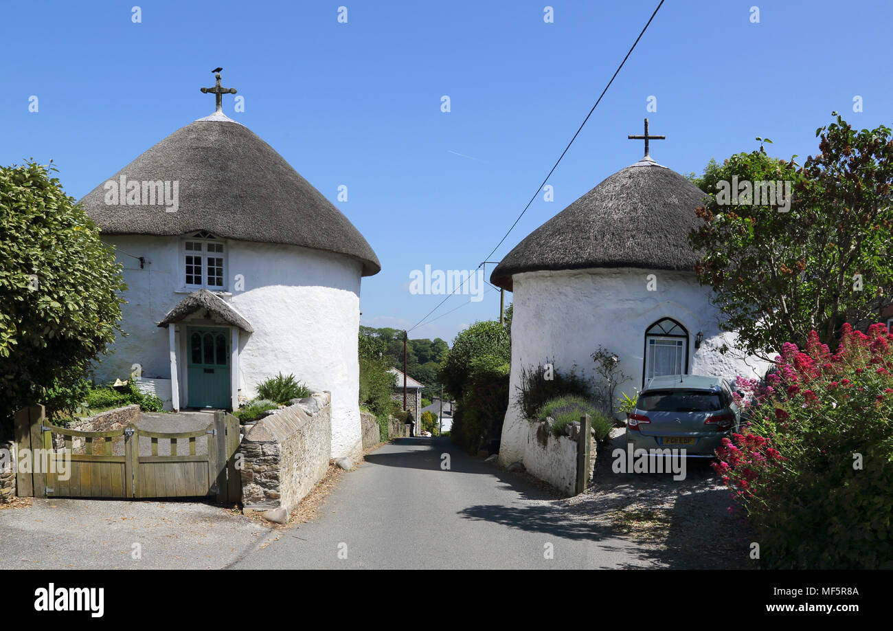 round houses in the cornish village of veryan , built so the devil had ...