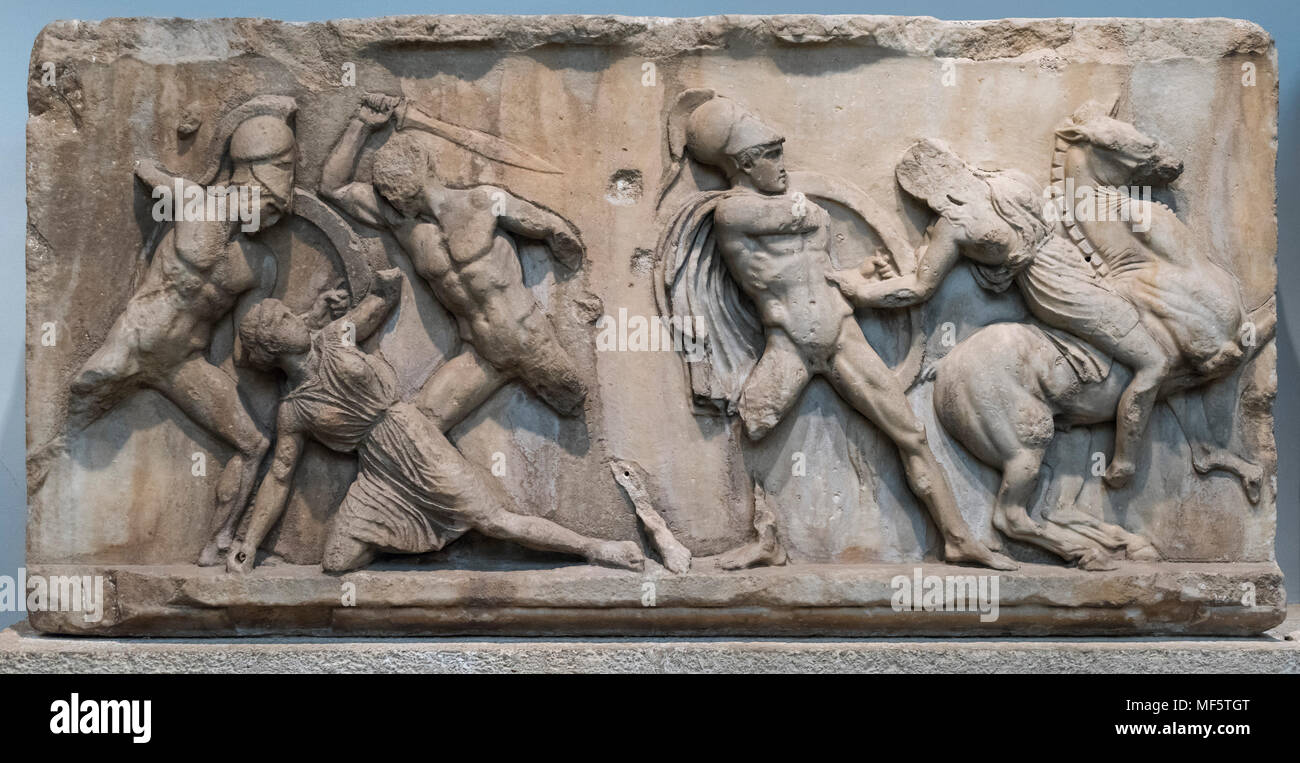 London. England. British Museum, Relief from the Mausoleum at ...