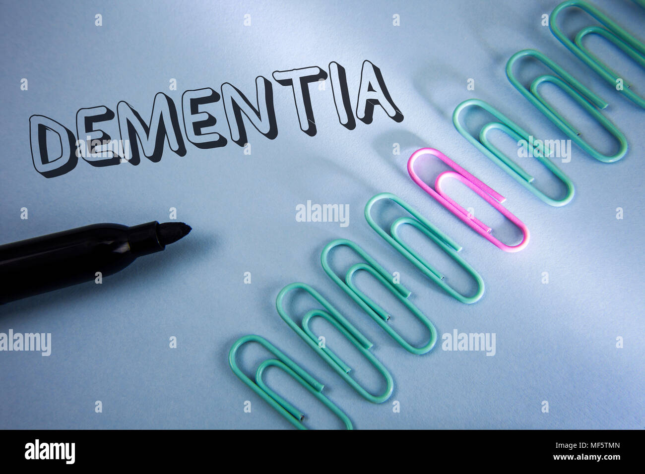 Handwriting text Dementia. Concept meaning Long term memory loss sign ...
