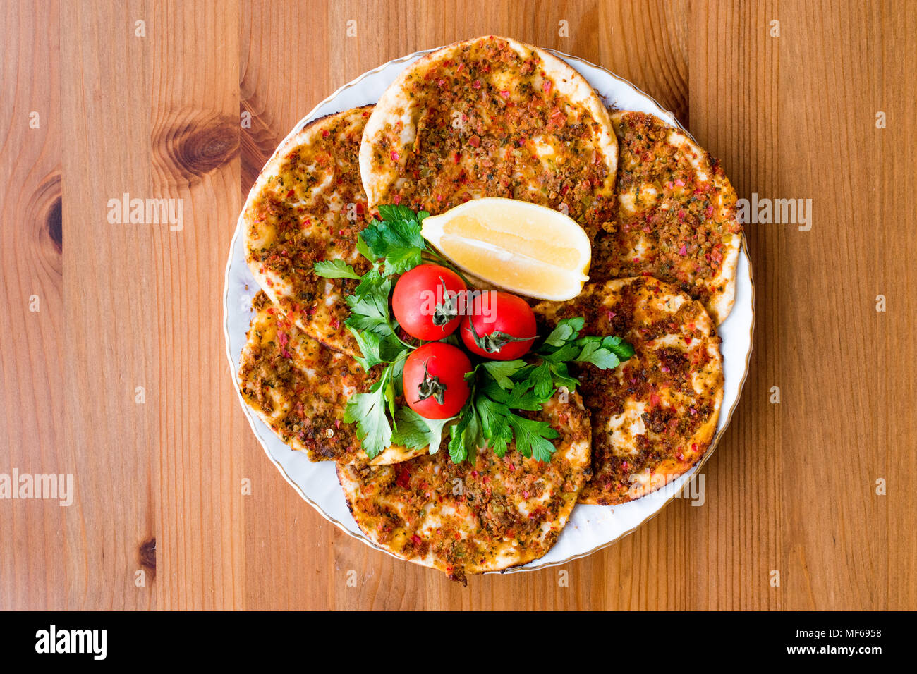 Turkish Food Findik Lahmacun / Mini Pizza. Traditional Food Stock Photo ...