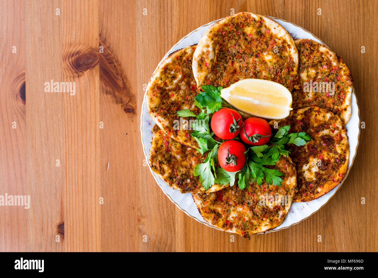 Turkish Food Findik Lahmacun / Mini Pizza. Traditional Food Stock Photo ...