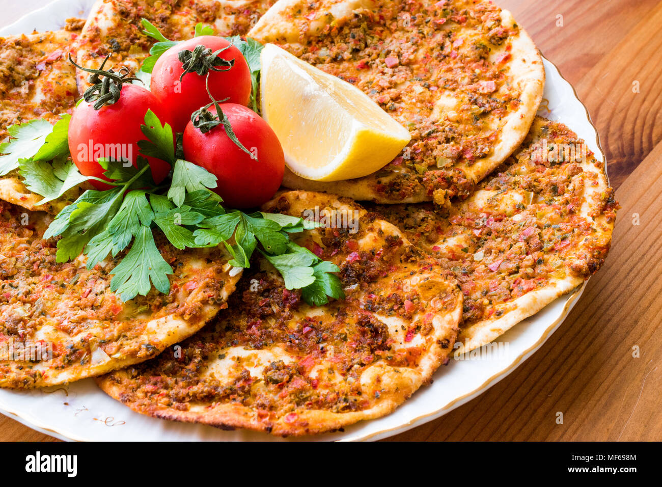 Turkish Food Findik Lahmacun / Mini Pizza. Traditional Food Stock Photo ...