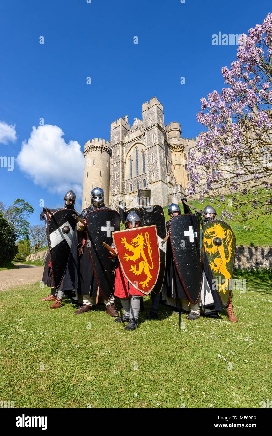 Normans and Crusaders at a 12th Century historical reenactment event in ...