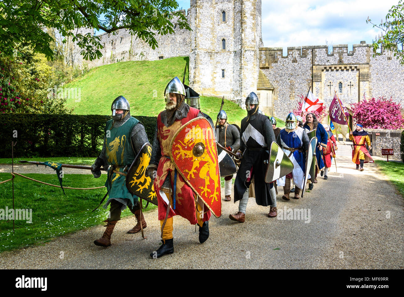 Normans and Crusaders at a 12th Century historical reenactment event in ...