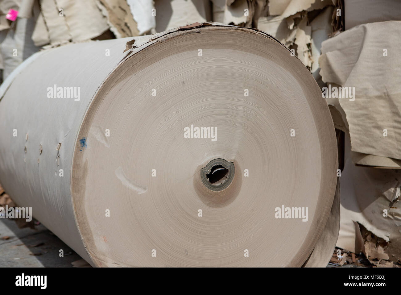 Paper spools. Waste paper in the yard, recycling Stock Photo - Alamy