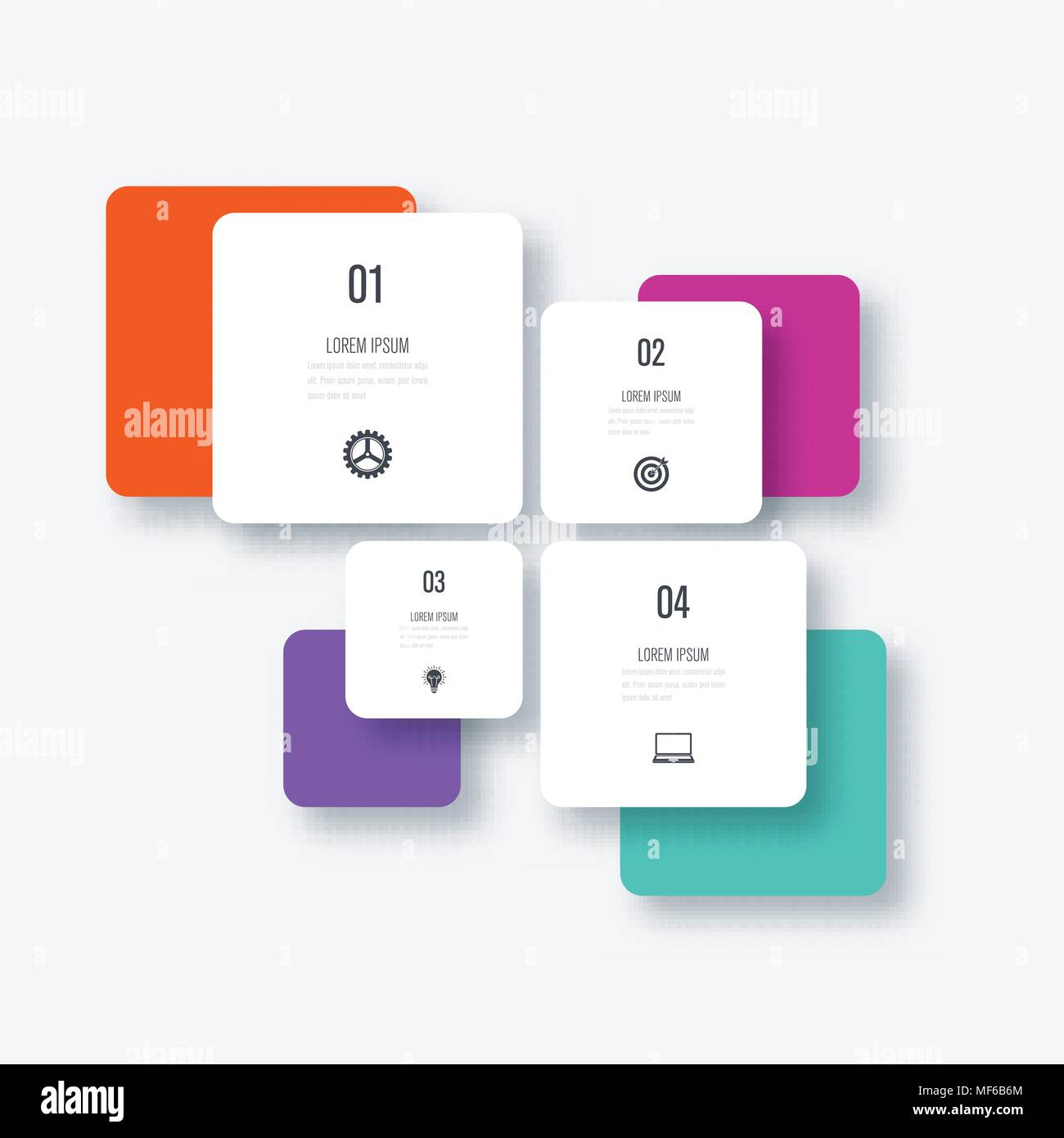 Business infographics template 4 steps with square Stock Vector Image ...