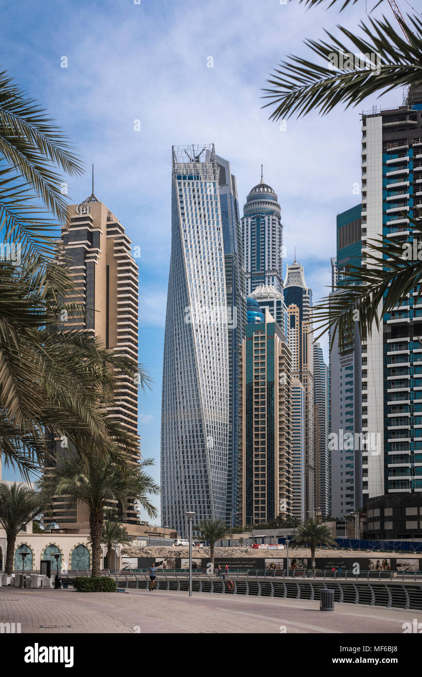 Tall buildings of the Dubai marina, UAE, Middle East Stock Photo - Alamy