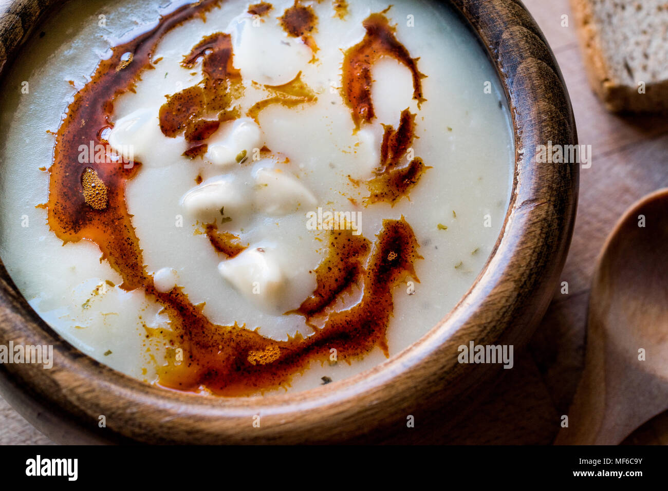 Dumpling Soup with fried butter sauce / Manti Corbasi. Traditional Food ...