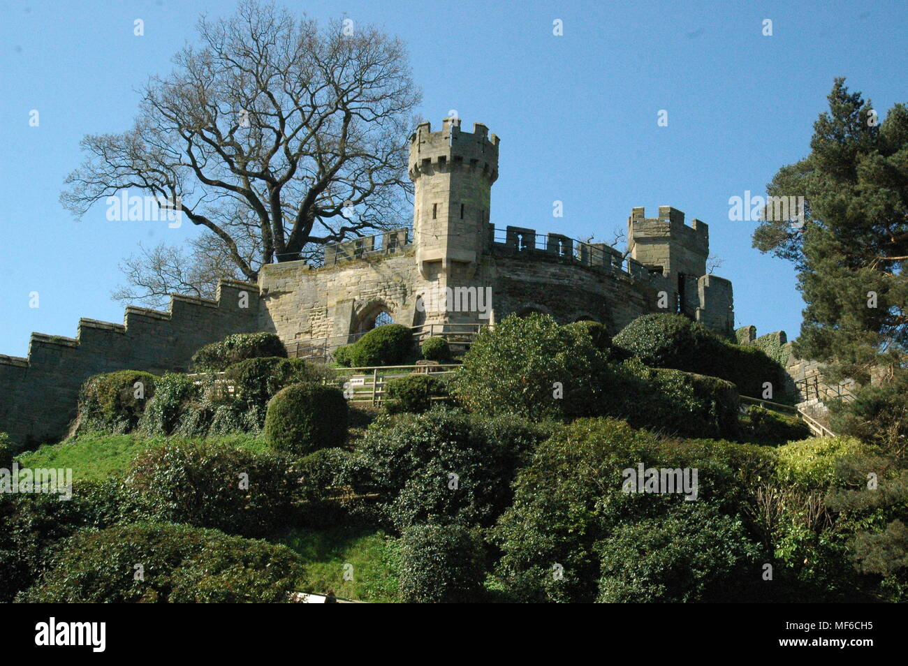 Side view of castle walls in the grounds of the castle Stock Photo - Alamy