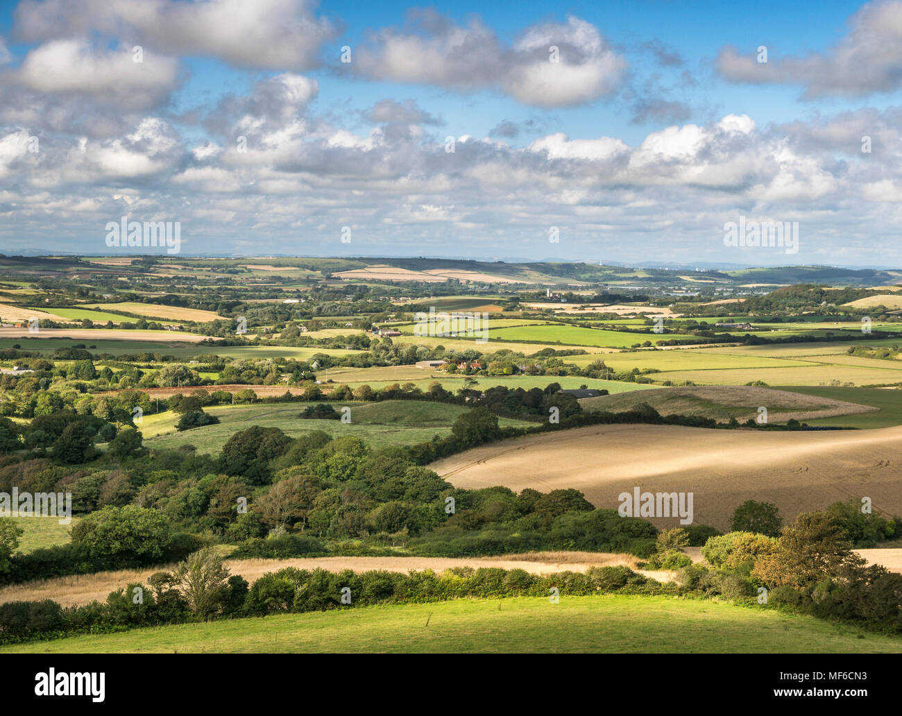 English countryside, farmland under blue skies Stock Photo - Alamy