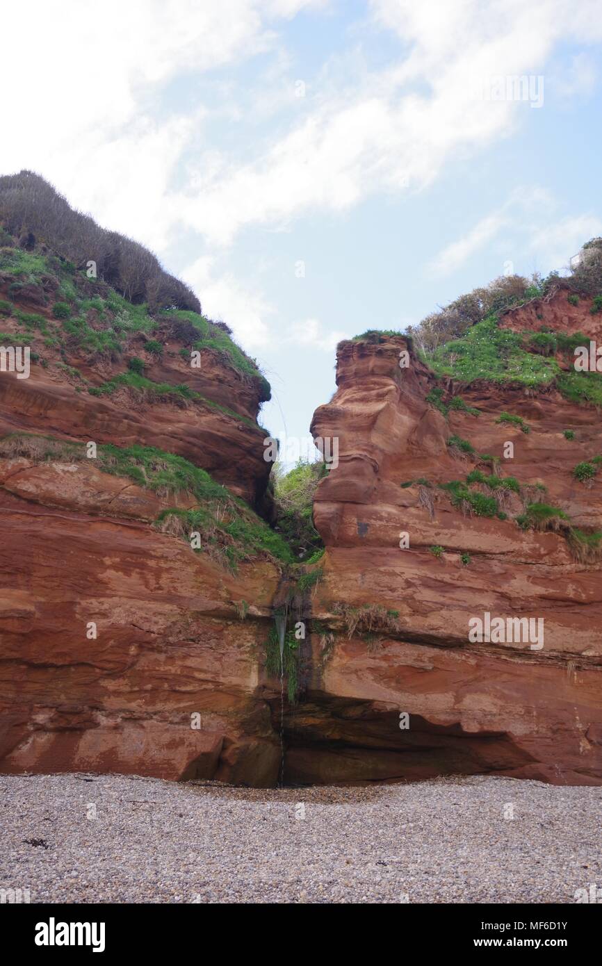 Waterfall Channel Eroded into Red Otter Sandstone Geology of the ...