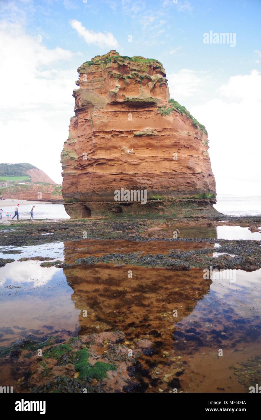 Red Otter Sandstone Sea Stack and Rock Pools. Geology of the Jurassic ...